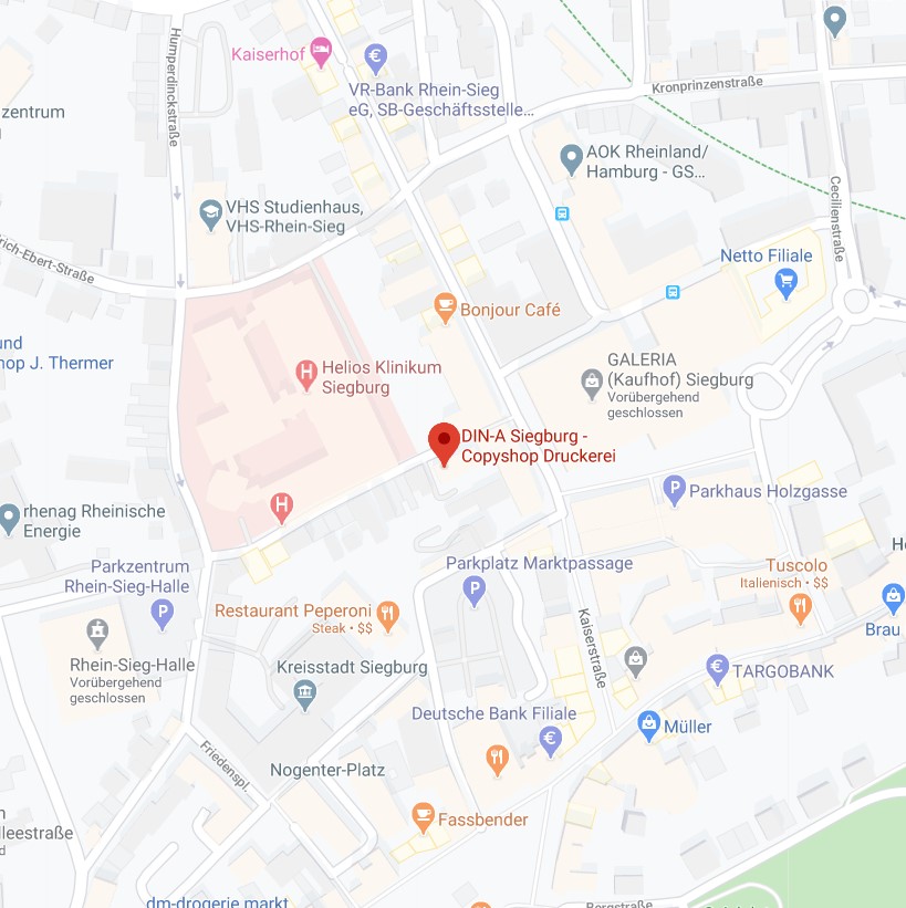 DIN-A Siegburg auf Google Maps – DIN-A Siegburg – Druckdienstleister